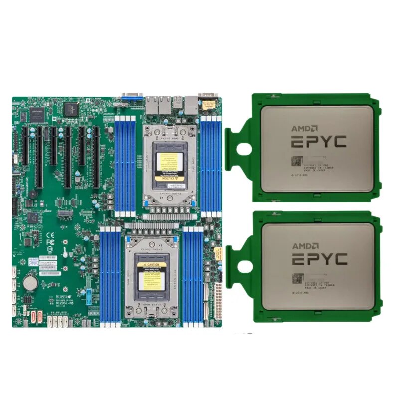 ☞Supermicro H12DSi-N6 placa-mãe 2 cpu amd epyc 7702 64 núcleo 2.0ghz desbloqueado versão ...