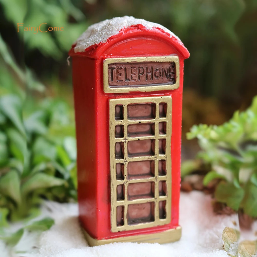 Christmas Miniatures Village Street Figurines Resin Telephone Booth ...