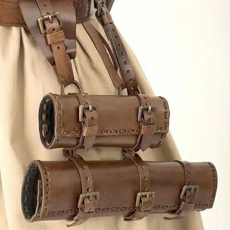 Medieval Double Sword Sheath Scabbard Leather Waist Belt Hanger Vintage ...