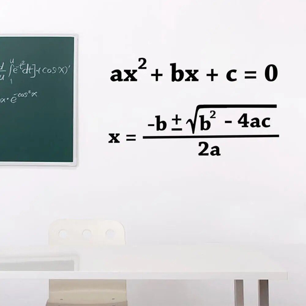 Quadratic Formula Math Wall Stickers Mathematics Education Vinyl Wall ...