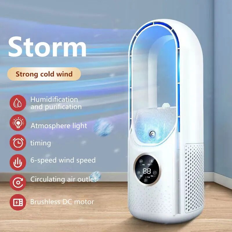 Bladeless Fan Portable Air Conditioner LED Display Desktop Fanless ...