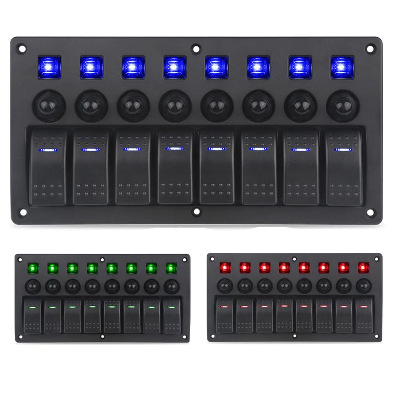 8 Gang Switch Panel Car Styling Waterproof 12V Car Auto Boat Marine Led ...