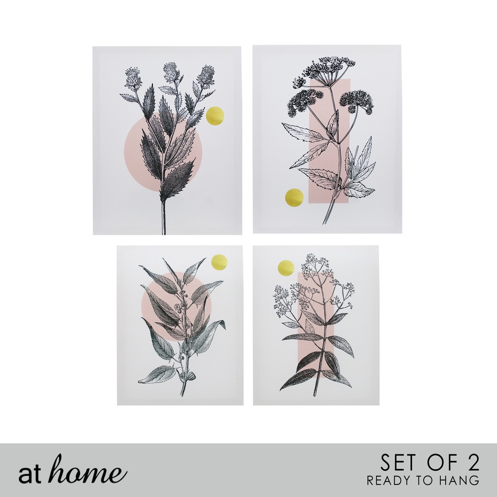 At Home Ready to Hang Set of 2 Canvas Frame Xane Floral Nordic Wall Art ...