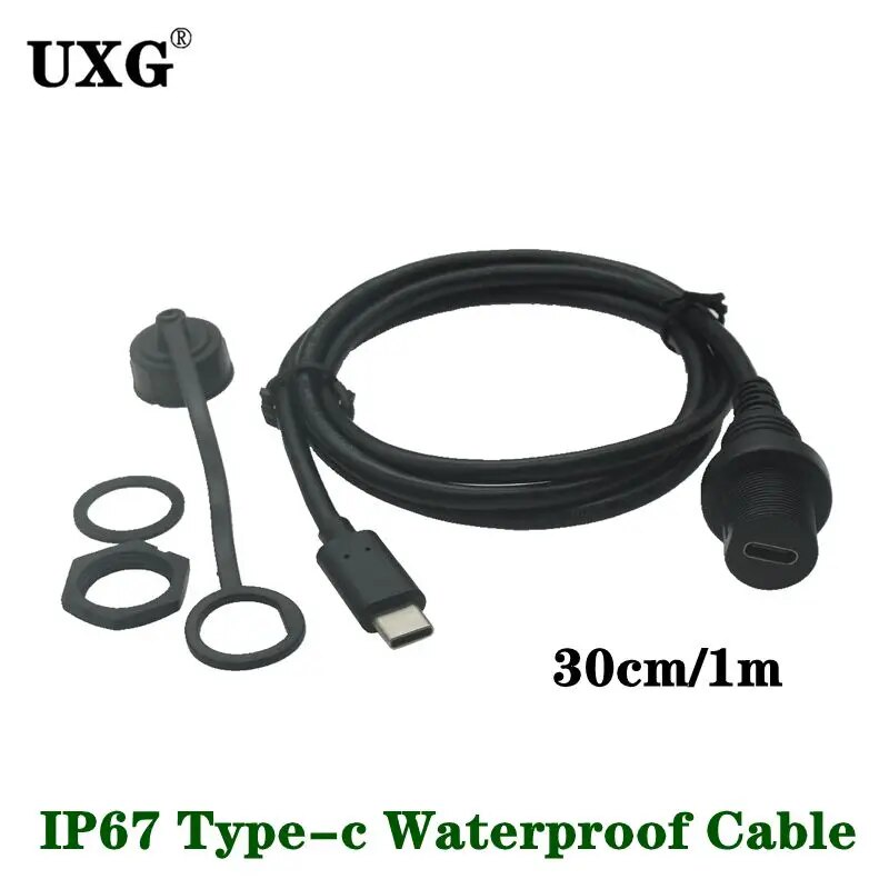 USB-C IP67 Waterproof Cable type-c 3.1 IP 67 Male to Female Panel Mount ...