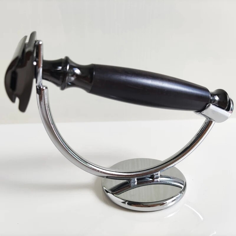 36M Sandal Wood Razor Stand Mens Beard Shaving Kit Pivoting Head DE ...