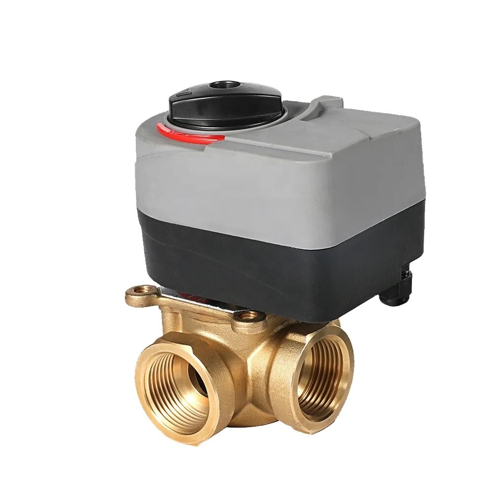 Rotary Actuator 3 way Brass Motorized Thermostatic Water Mixing ...
