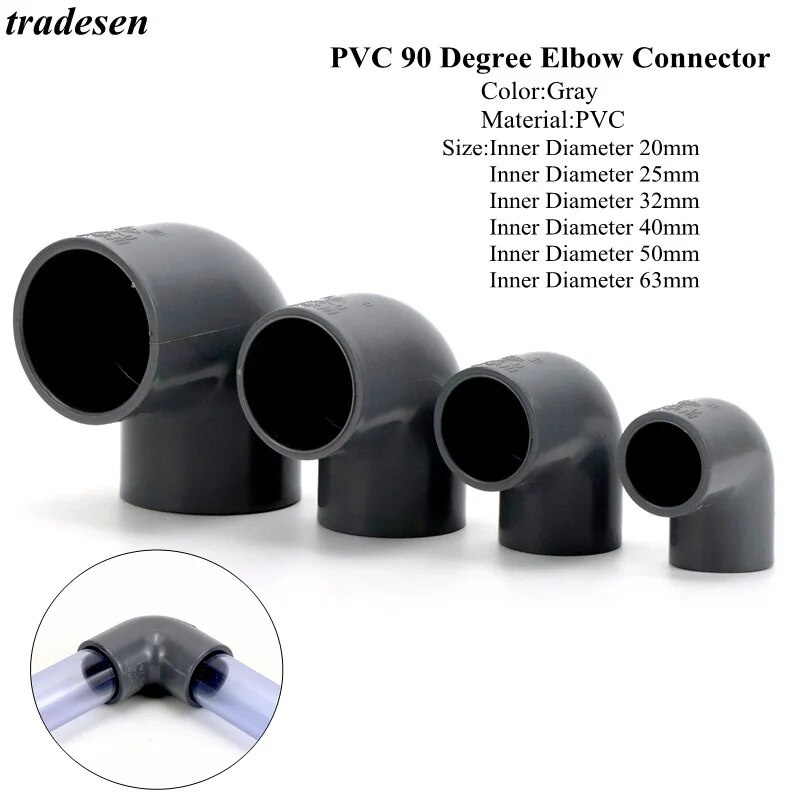1Pcs I.D 20~50mm PVC Pipe Elbow Connectors Garden Irrigation Plastic ...