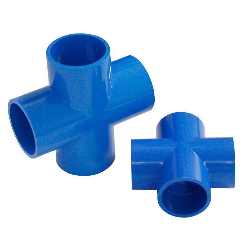 20mm 25mm 32mm 40mm 50mm ID Blue PVC 4 Way Cross Tube Joint Pipe ...
