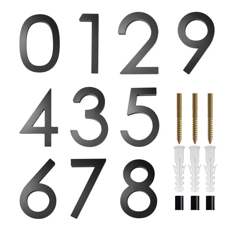 Acrylic 3D Floating House Numbers Anti-Rust Glossy Black Address ...
