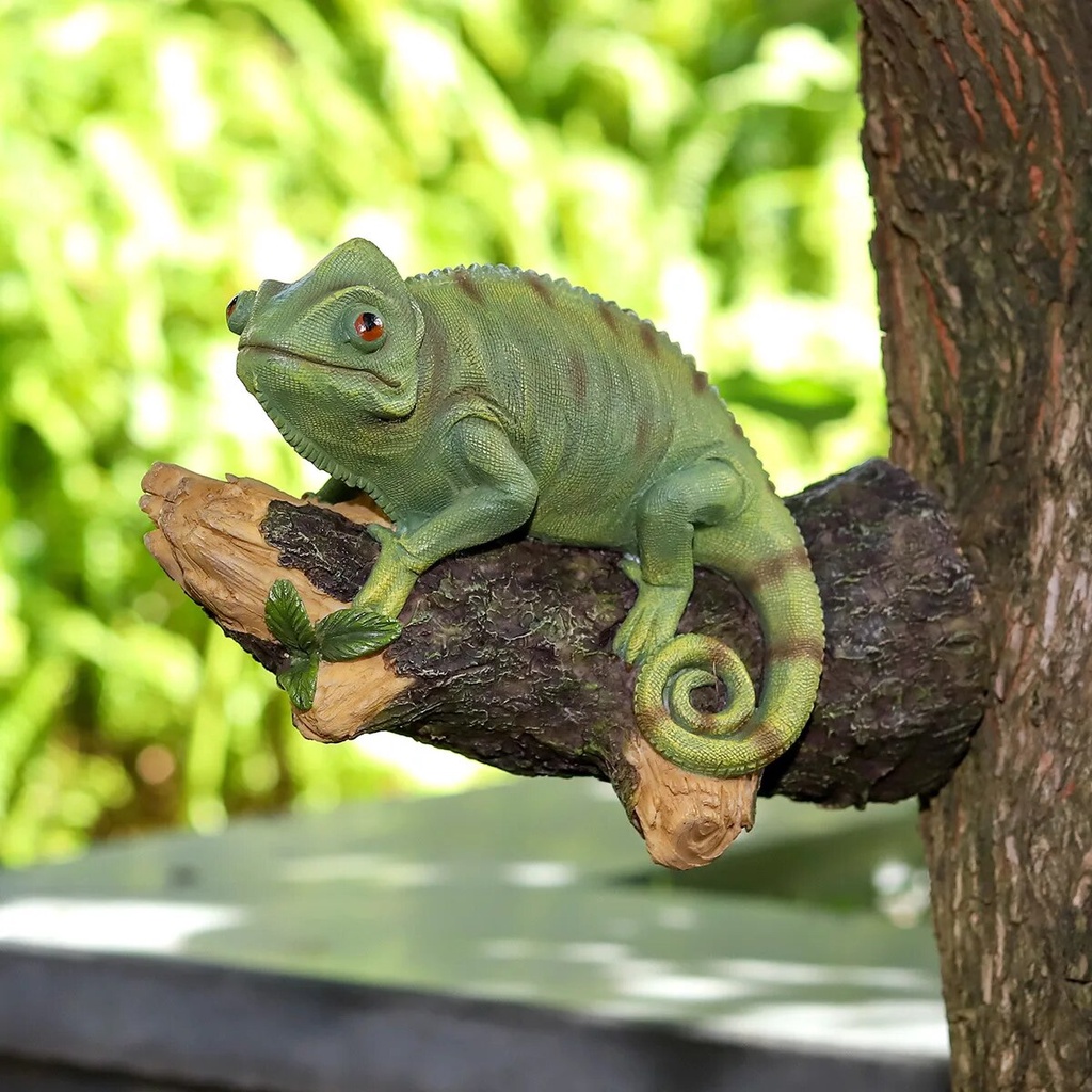 Resin Chameleon Statue Wall Mounted Lizard DIY Outdoor Garden Tree ...