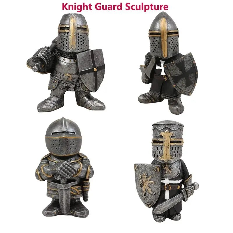Knight Gnomes Garden Statue Guard Cross Templar Dwarf Guard Armor ...