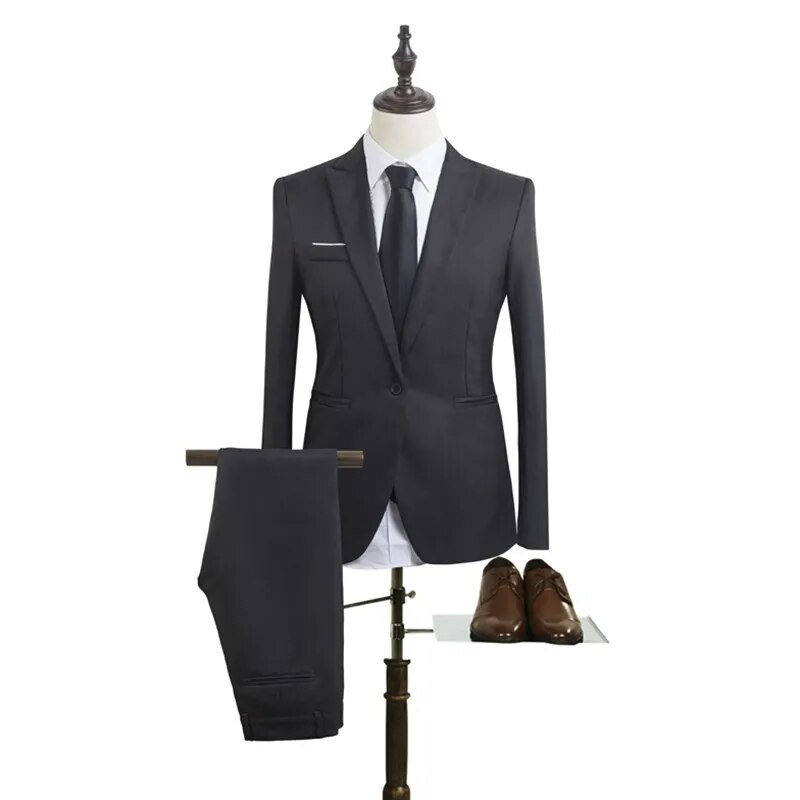 Mens Wedding fashion Brand Suits Tuxedo Set Slim Fit Man Suits Blazer ...
