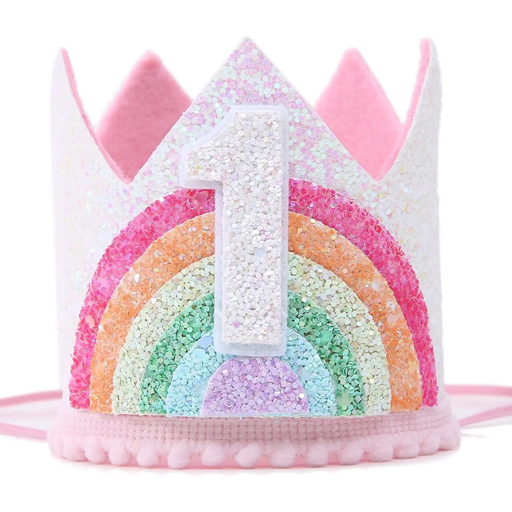 01w Felt Rainbow Princess Girl Birthday Crown 1st 2nd 3rd Happy ...