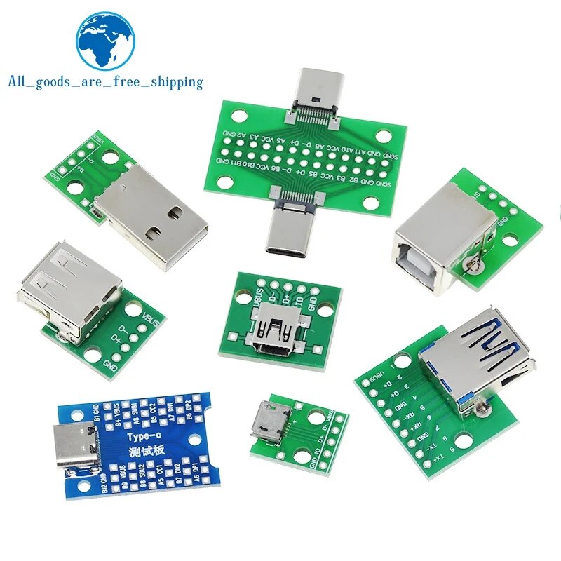 TZT USB Male Connector / MINI MICRO USB to DIP Adapter female connector ...