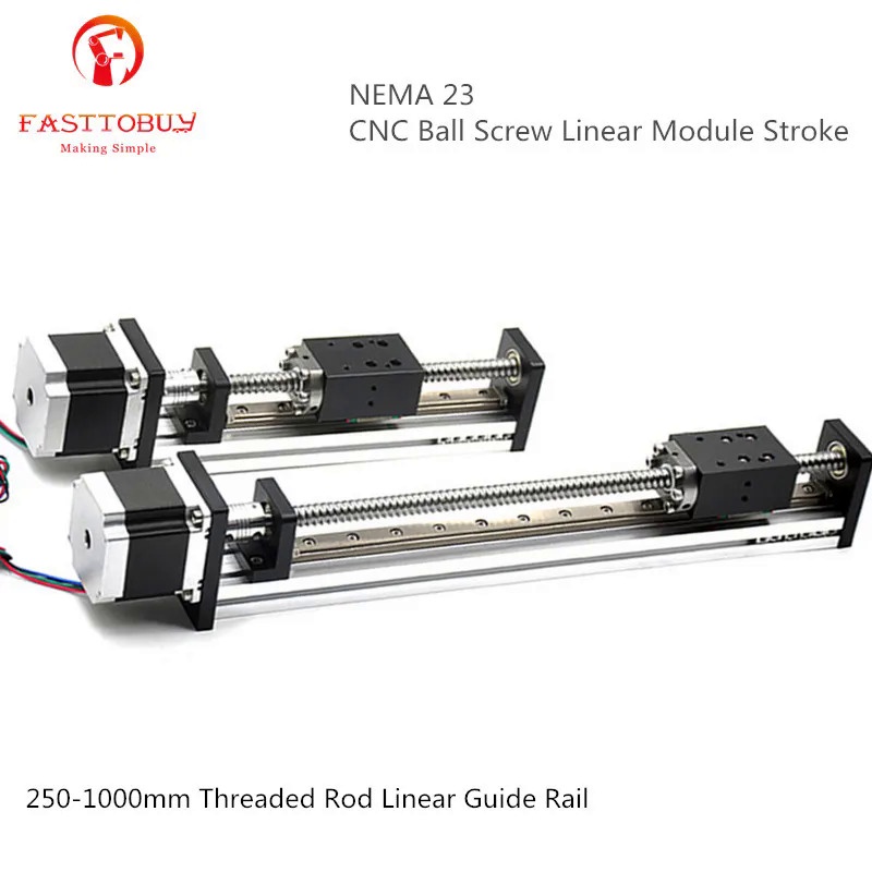 Ⓧ40mm Threaded Rod Linear Guide Rail NEMA23 Stroke 250-1000mm CNC Ball ...