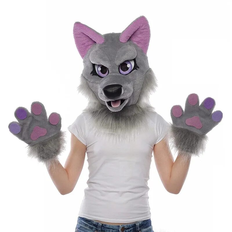 Realistic Plush Wolf Fursuit Head Wolf Furry Mascot Costume Furry ...