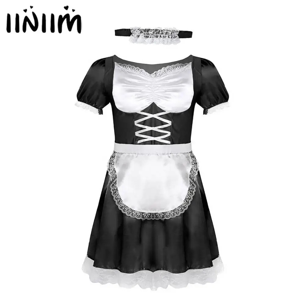 04t Mens Sissy Girl French Maid Uniform Fancy Dress Sexy Funny Cosplay