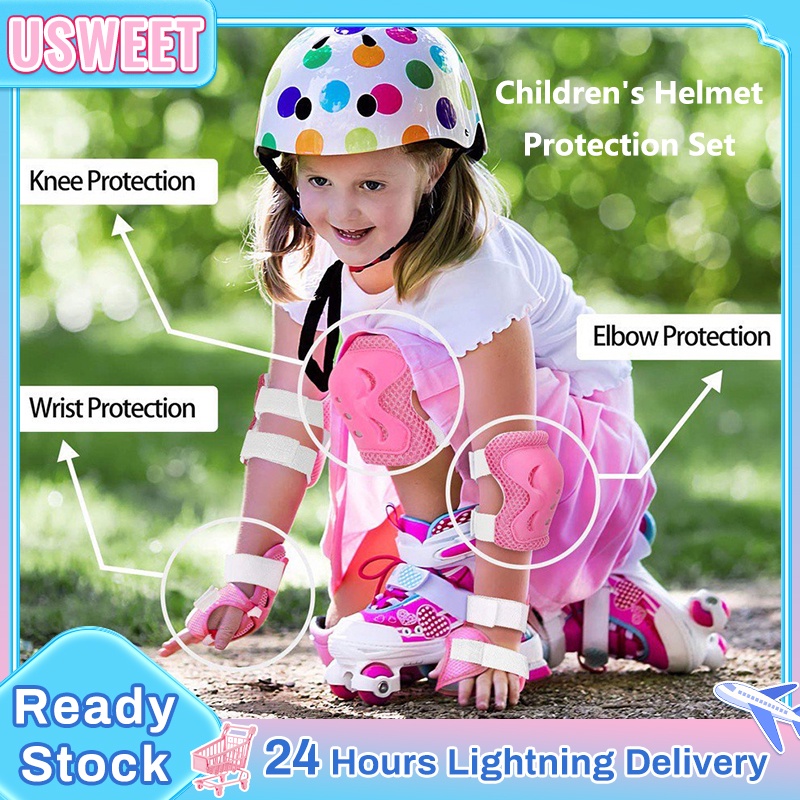 In stock Kids Knee Skating 7 Protection For Elbow Gear Girl Pads Bike ...
