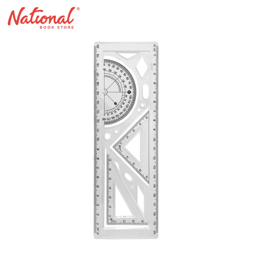 Topteam Ruler Multi-Functional 20cm Clear with Ruler Triangles ...