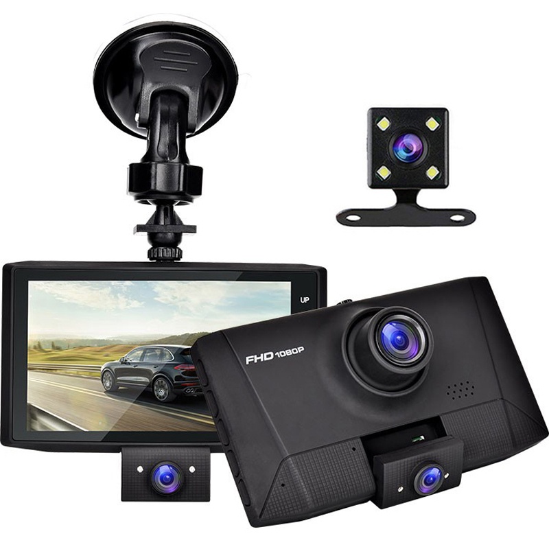 3 Lens Camera Dashboard Driving Recorder Full HD 1080P Car DVR 4K Dash ...