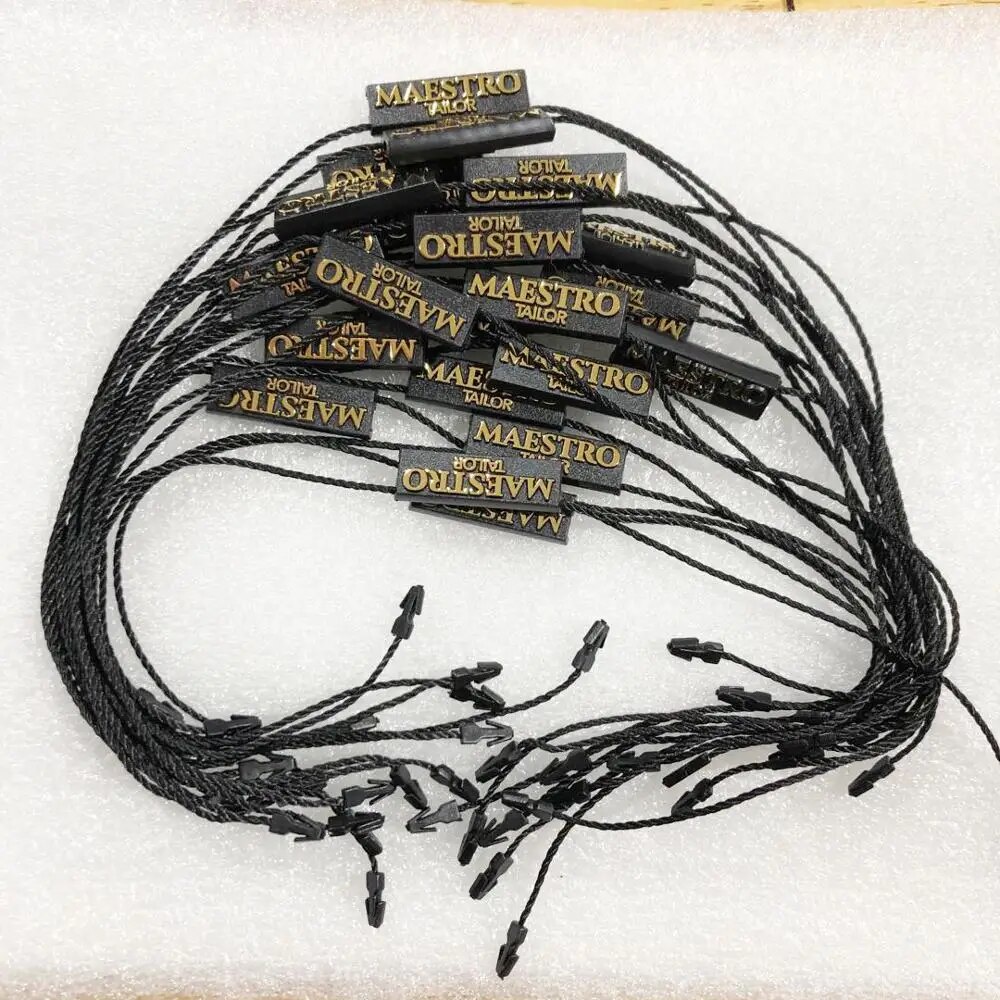 ♡Custom plastic hang tag string with brand name logo for garment /Hang ...