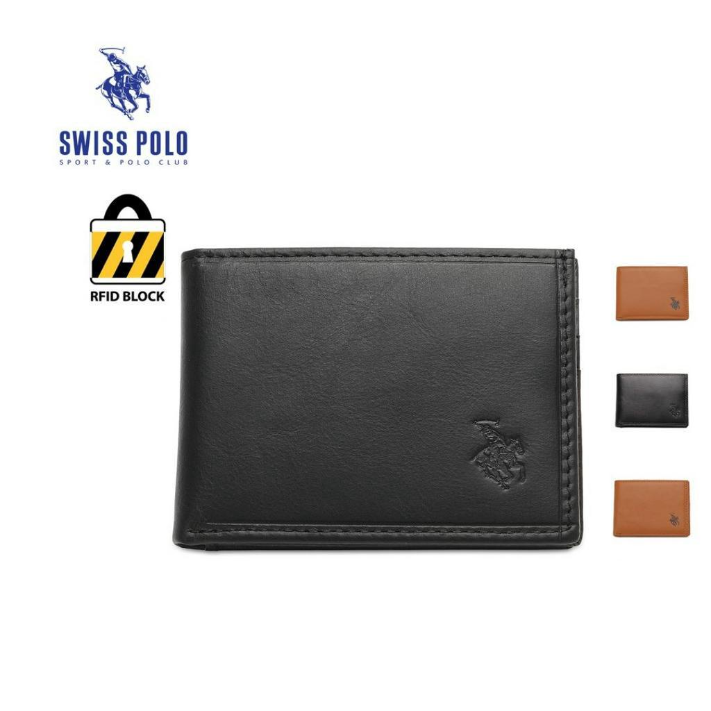 SWISS POLO Genuine Leather RFID Bifold Wallet SW 163/ SW 166 Multi ...