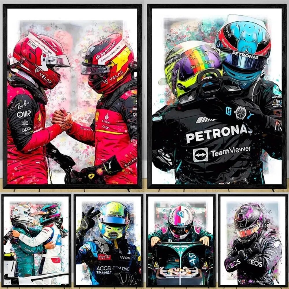 Formula 1 Retro Car Poster Racing F1 Posters Canvas Painting Wall Art ...