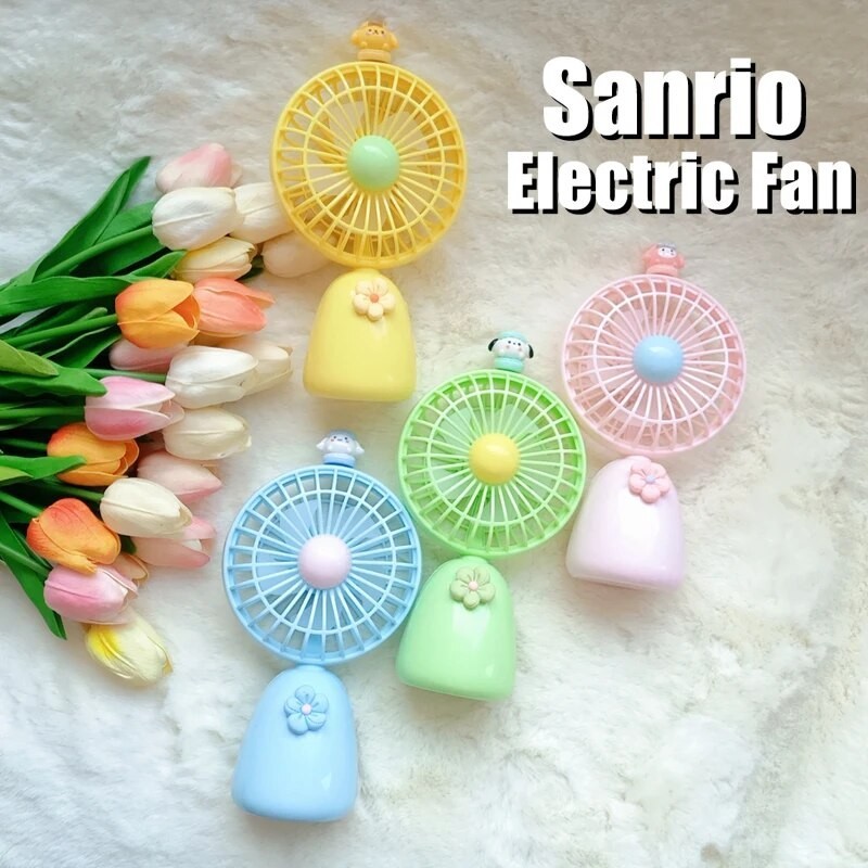 Kawaii Sanrio Anime Electric Fan Cute Hello Kitty Pompompurin Cartoon ...