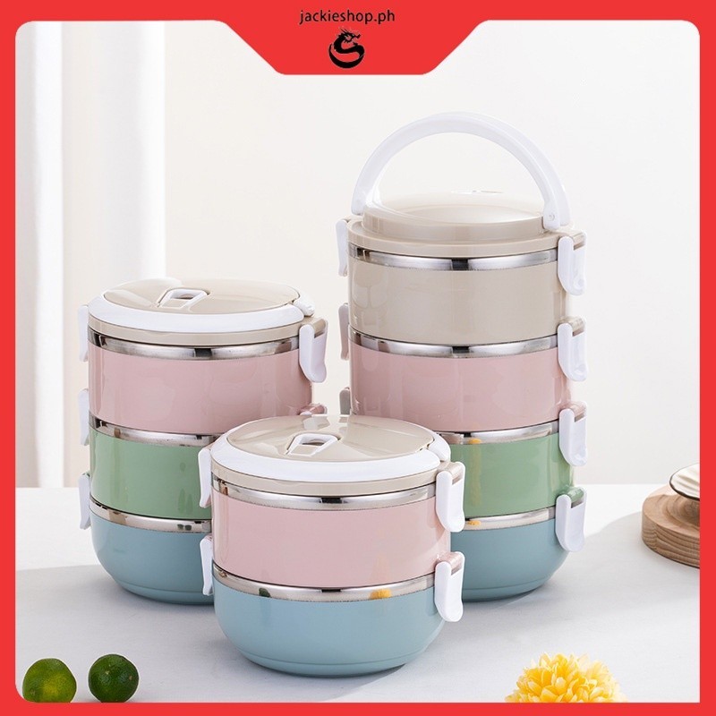 Portable Three Layers Stainless Steel Insulated Bento Lunch Box Leak ...