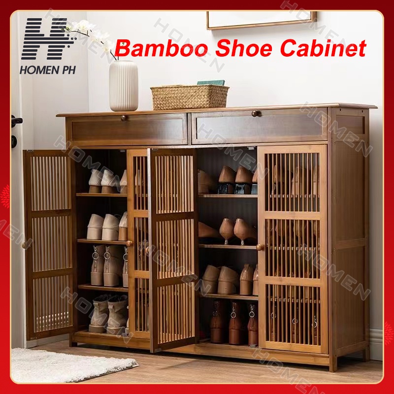 Bamboo Shoe Cabinet Wooden Shoe Rack Oganizer With Door and Drawer Shoe ...