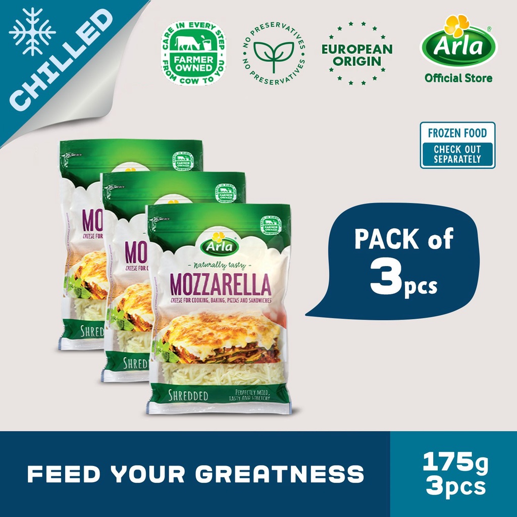 Arla Mozzarella Shredded Cheese 175g 3-Pack | Shopee Philippines
