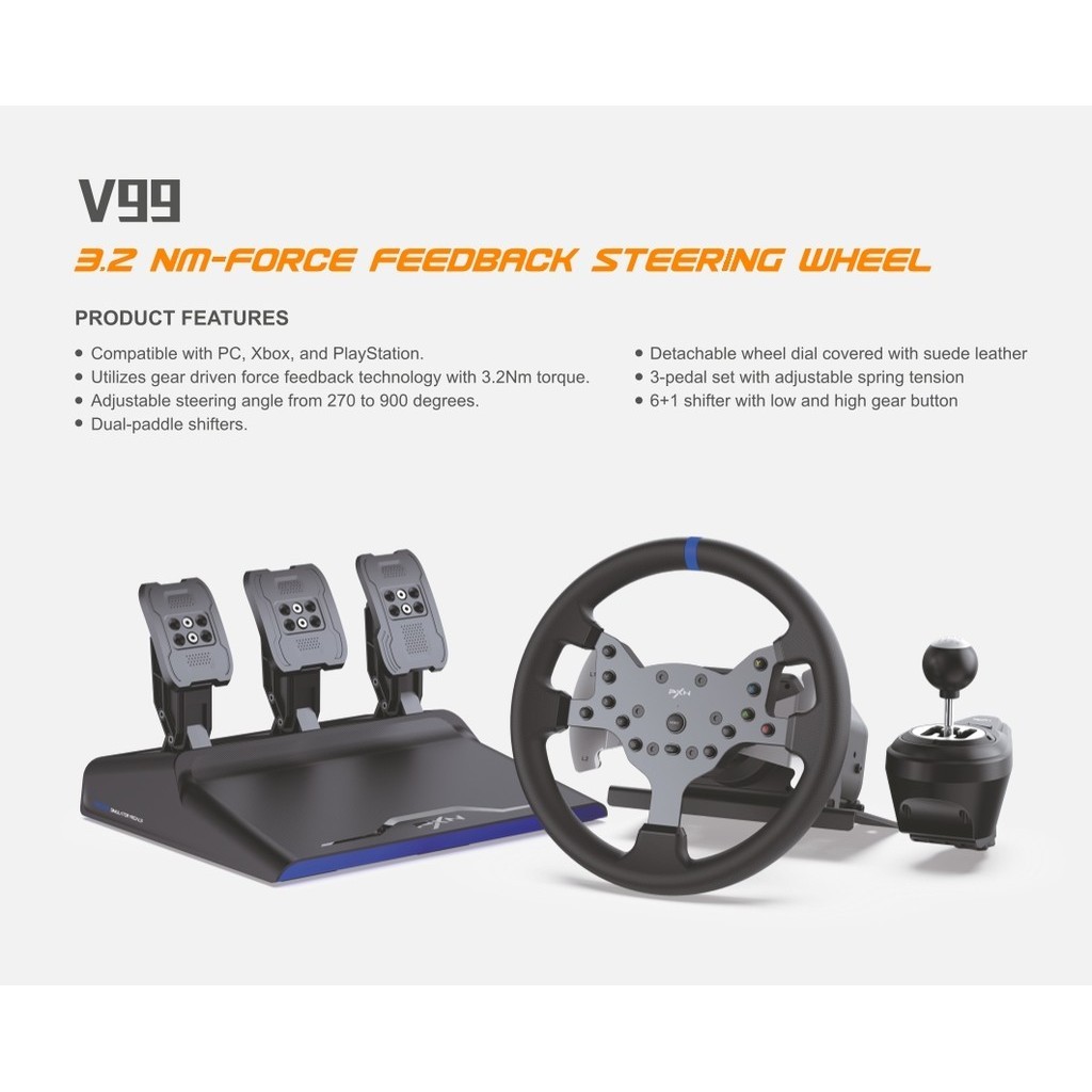 V9 PXN V10 V12 V12lite V99 Racing Car Gaming Steering Wheel With Pedals ...