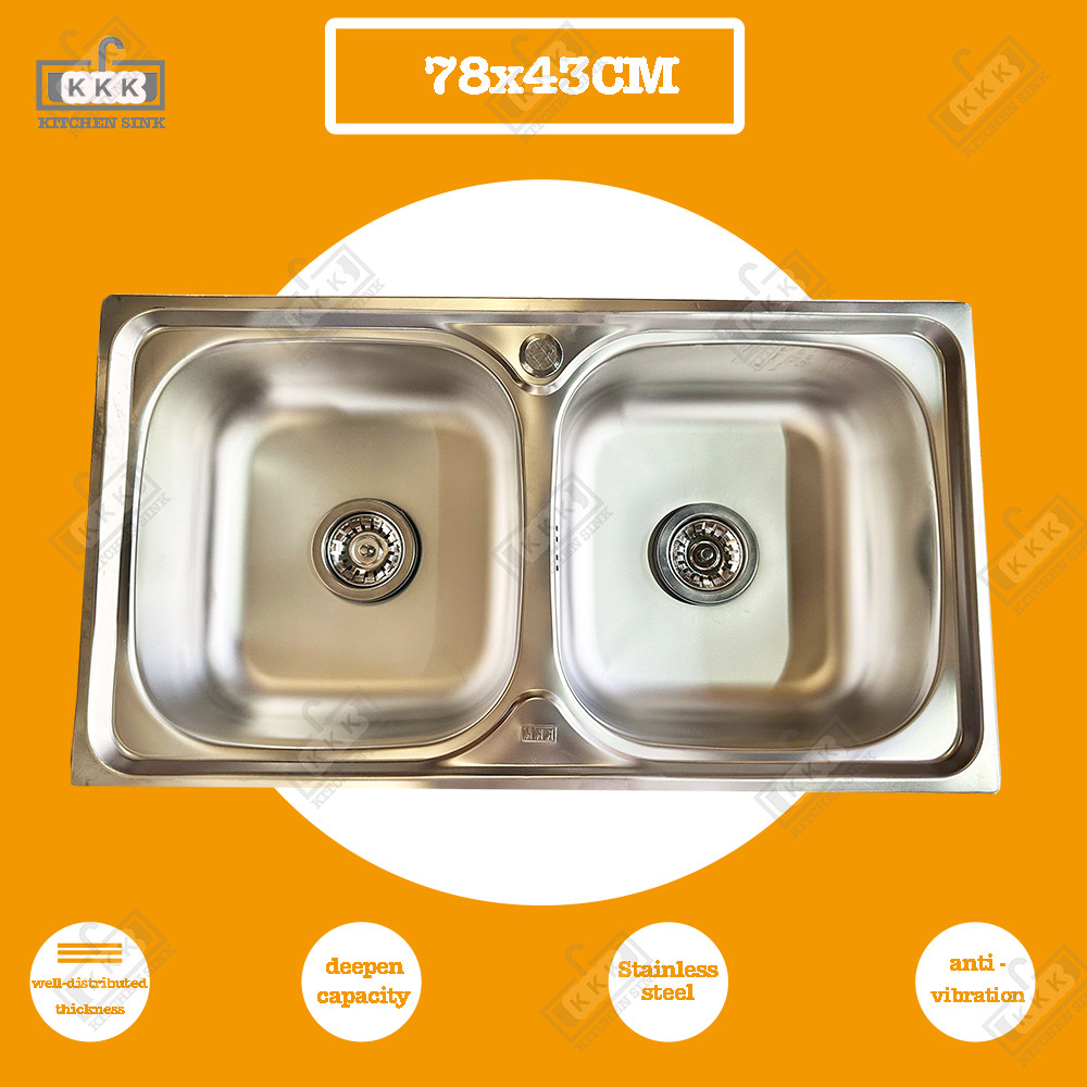 78x43cm lababo kitchen stainless steel kitchen sink double basin free ...