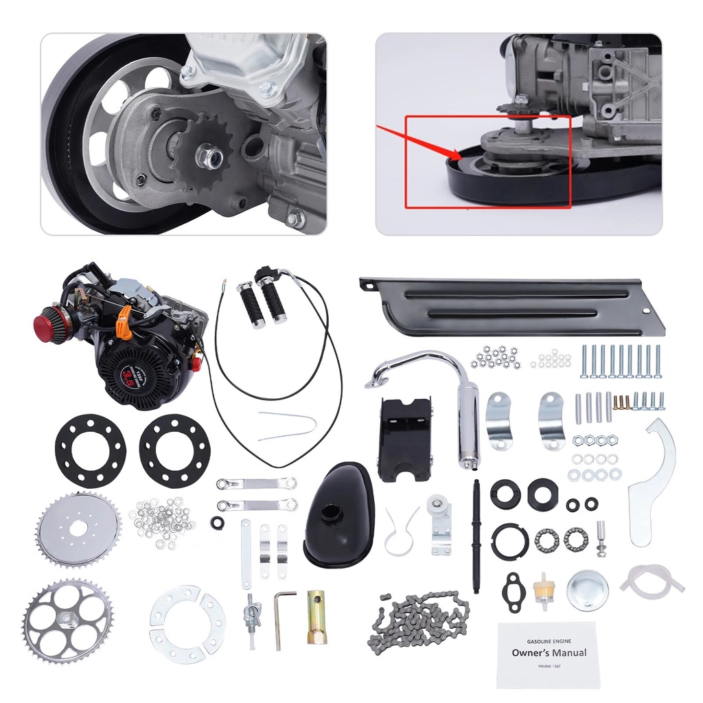 ☀4 Stroke Bicycle Engine Kit Set Upgraded 100cc Gas Motorized Motor ...