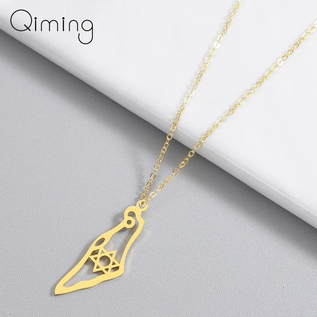 Israel Map Pendant Necklace Stainless Steel Map Of Israel Necklace For ...