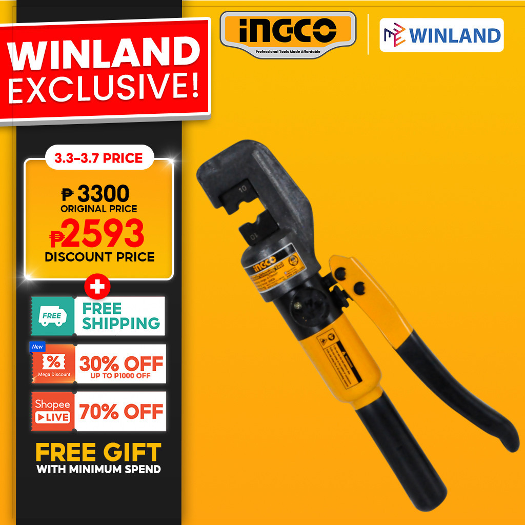Ingco by Winland Hydraulic Crimping Tool | Crimping Range 4-70mm2 ...