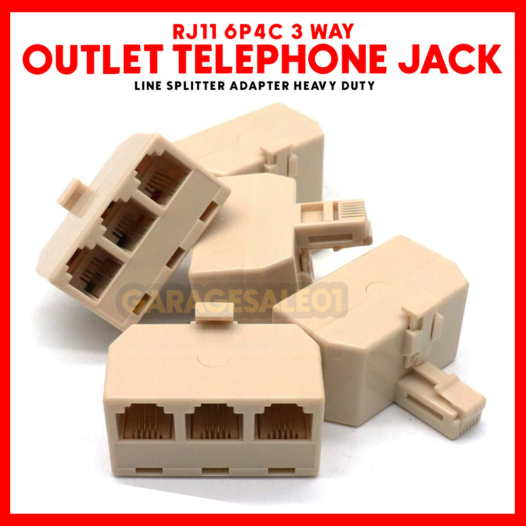 3-Way RJ11 6P4C Telephone Wall Jack Splitter Heavy Duty | Shopee ...