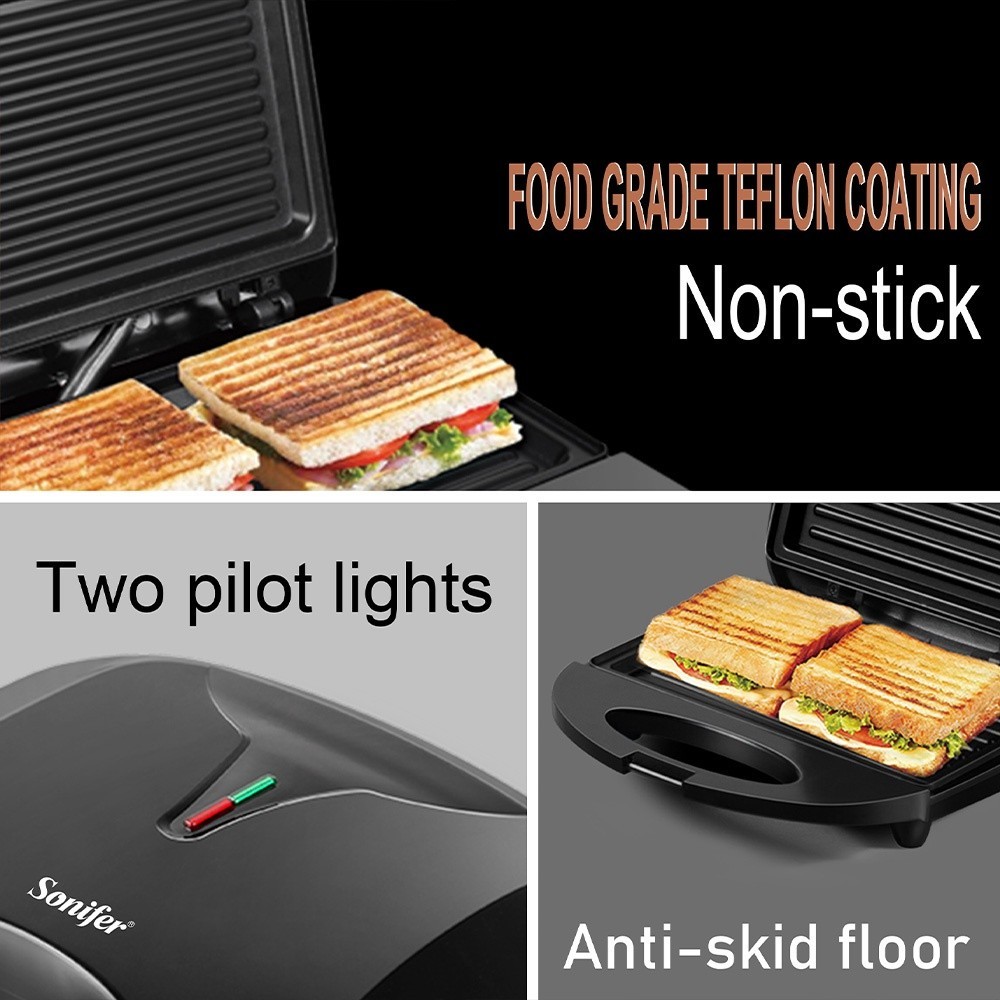 Sonifer gourmet Sandwich Maker bread toaster breakfast machine w/ Non ...