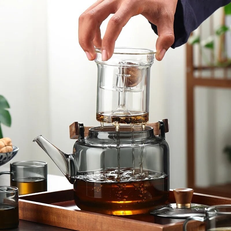 2024.seckill- Tea Pot Set Office with Infuser 12L Tea Heat Glass Teapot ...