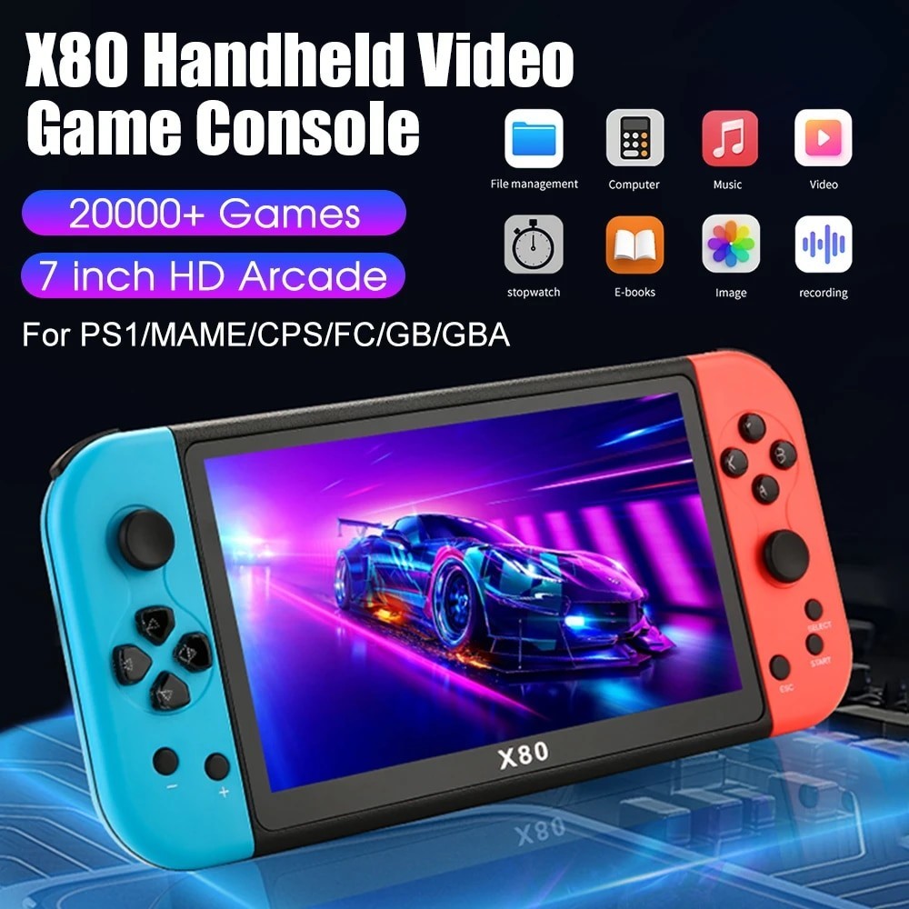 X80 X7 Handheld Game Console Built-in 20000+ Retro Games Portable Video ...