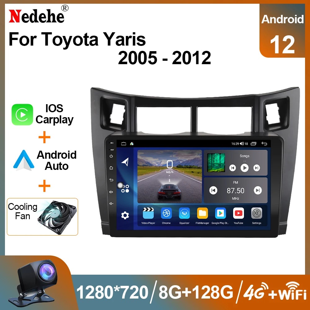 ☮Car Radio Android Auto Multimedia Player For Toyota Yaris 2007-2012 ...