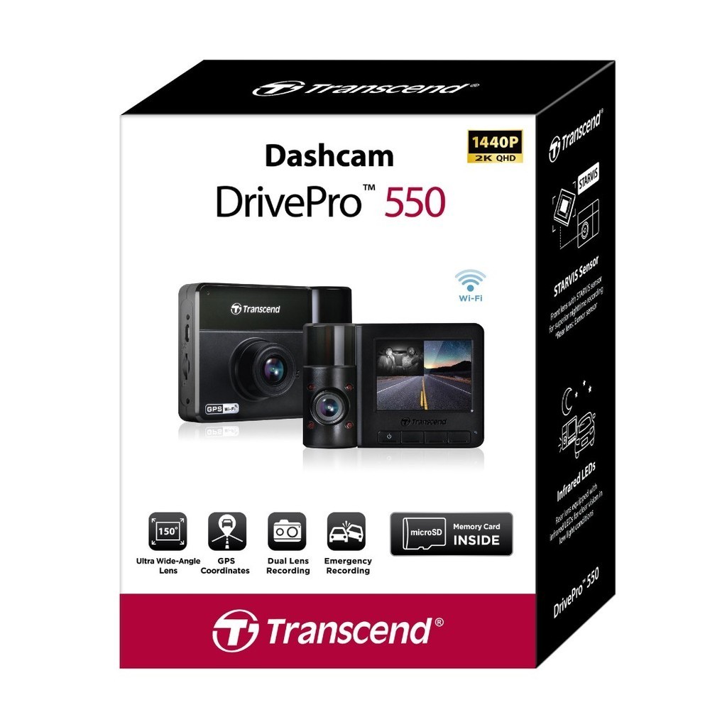 Transcend DrivePro550 128GB/64G Dual Lens Dashcam (Front & Inside Cam ...