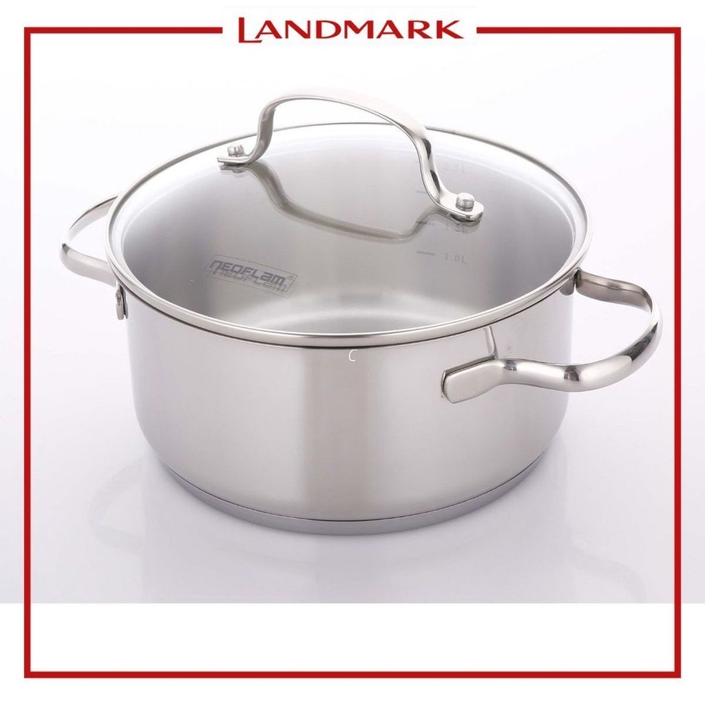 Neoflam Stainless Steel Casserole with Glass Lid - 22 cm | Shopee ...