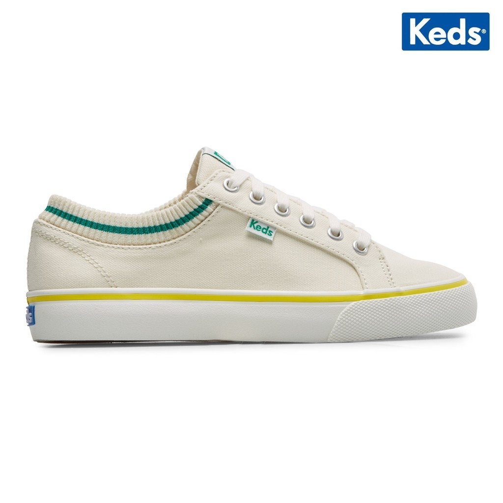 Keds Women's Jump Kick Rib Knit Collar Off White/Green (WF67211 ...