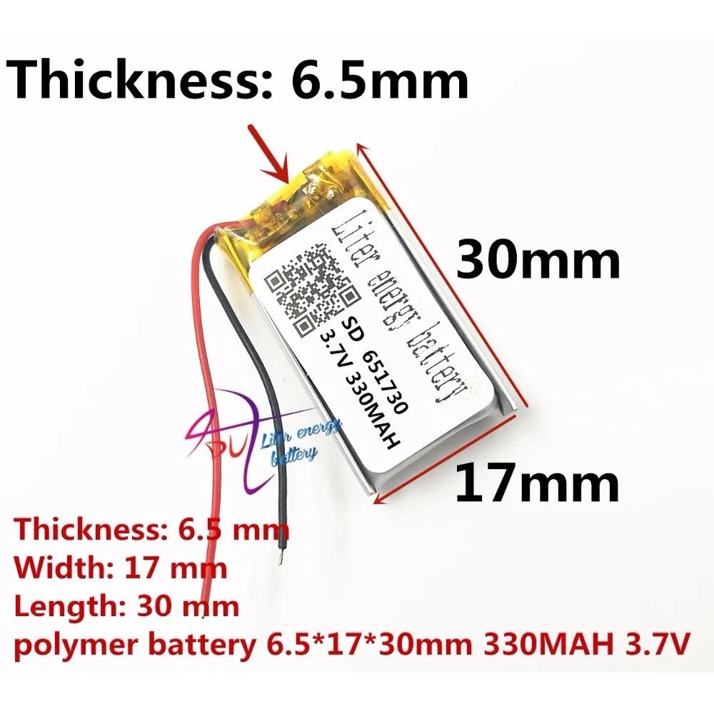 best battery brand 3.7v lithium polymer battery 651730 330MAH small ...