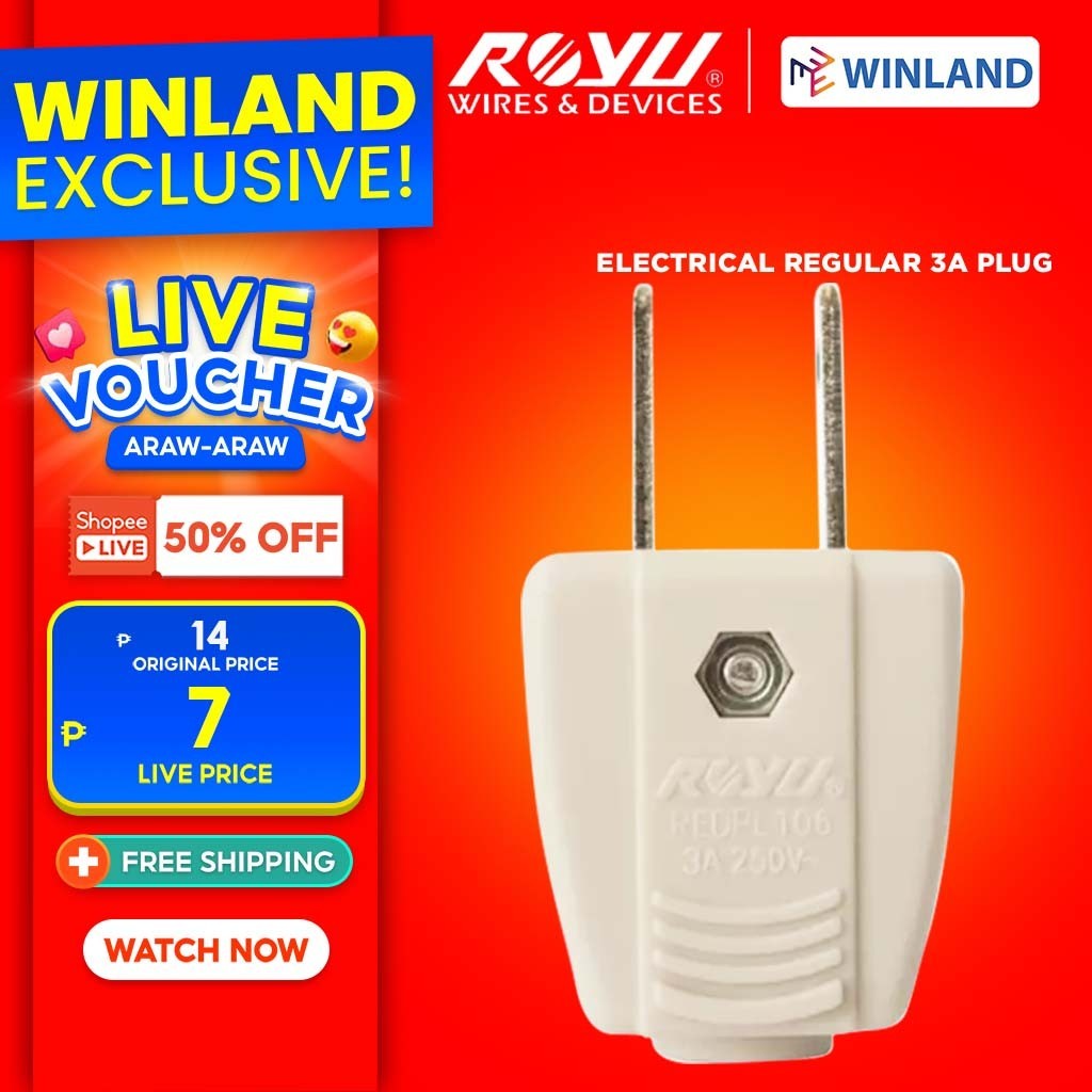 Royu by Winland Electrical Regular 3A Plug REDPL106 | Shopee Philippines