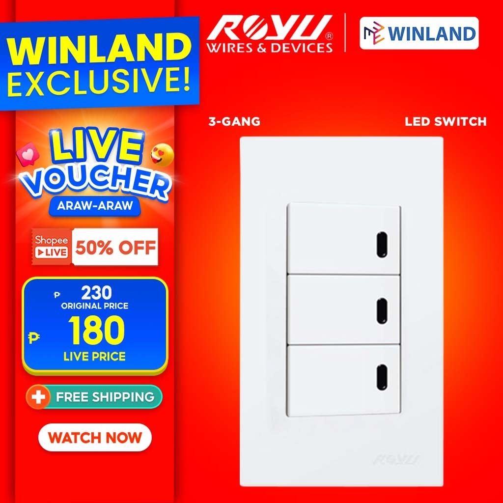 Royu by Winland WD 3 Gang Switch with LED WD605 | Shopee Philippines