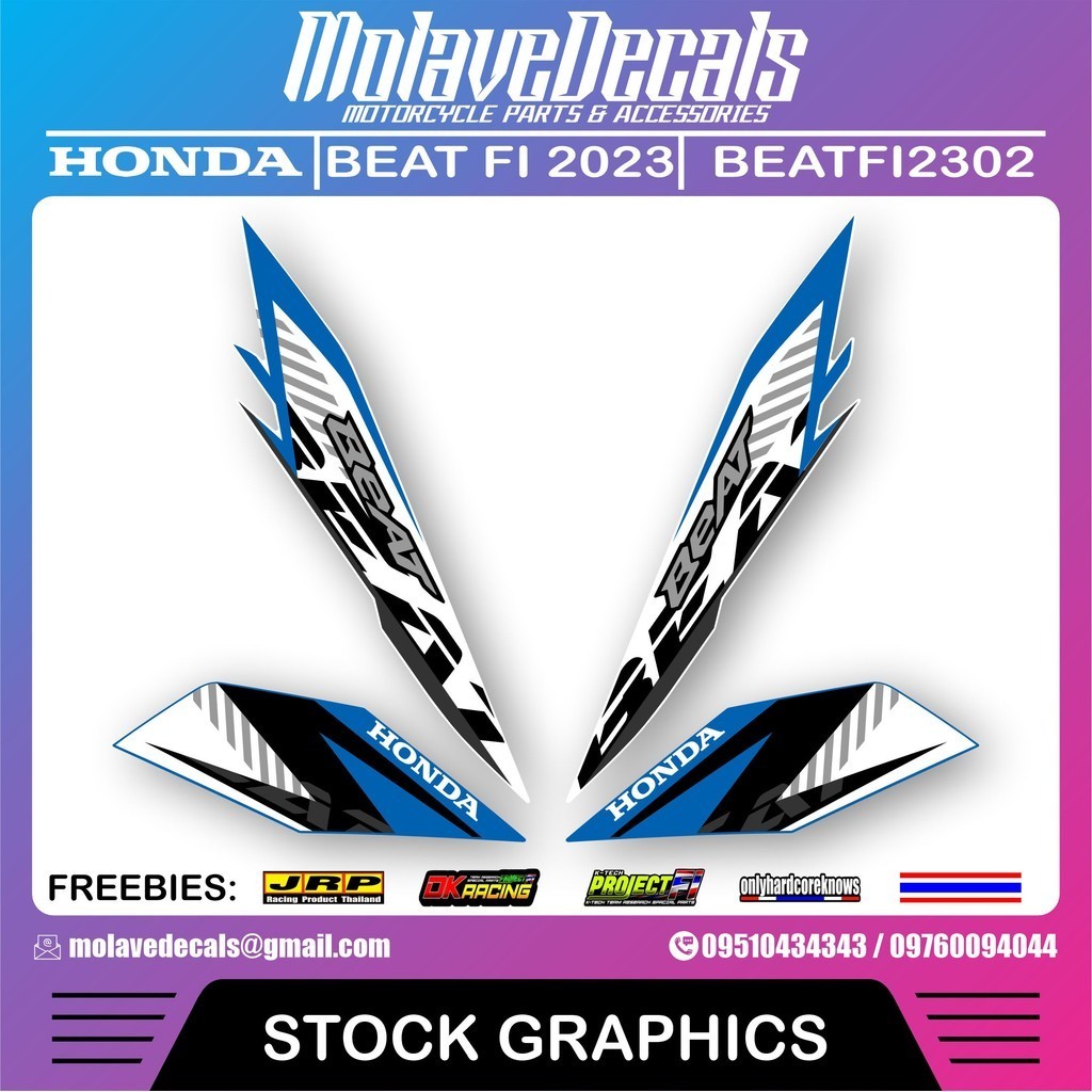 Honda Beat 110 FI 2023 Stock Decals Blue | Shopee Philippines