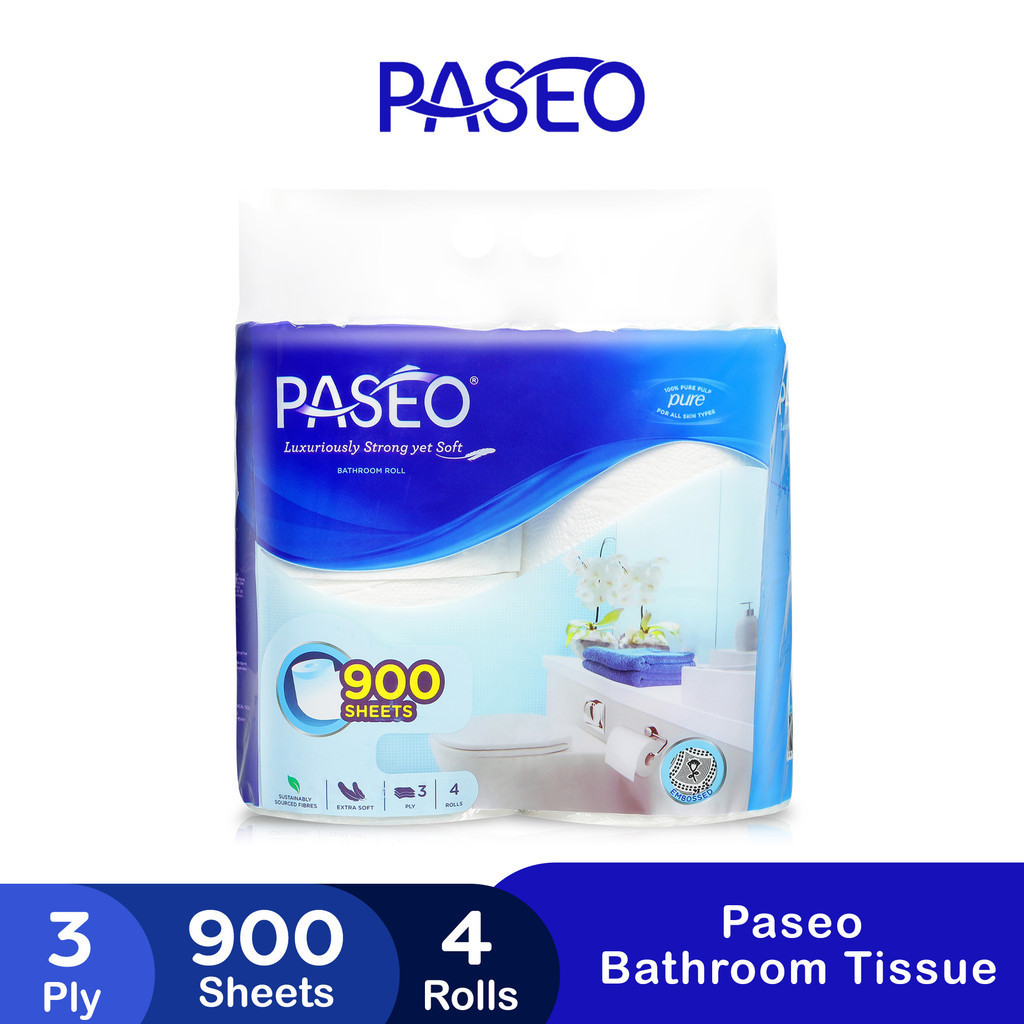 Paseo Bathroom Tissue Luxury 3ply (4rolls x 900s) | Shopee Philippines