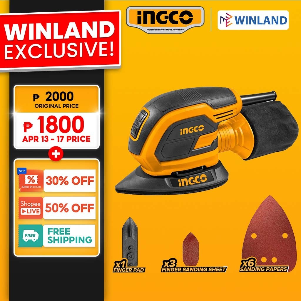 Ingco by Winland Electric Palm Sander Sheet Finish Sander Sanding ...